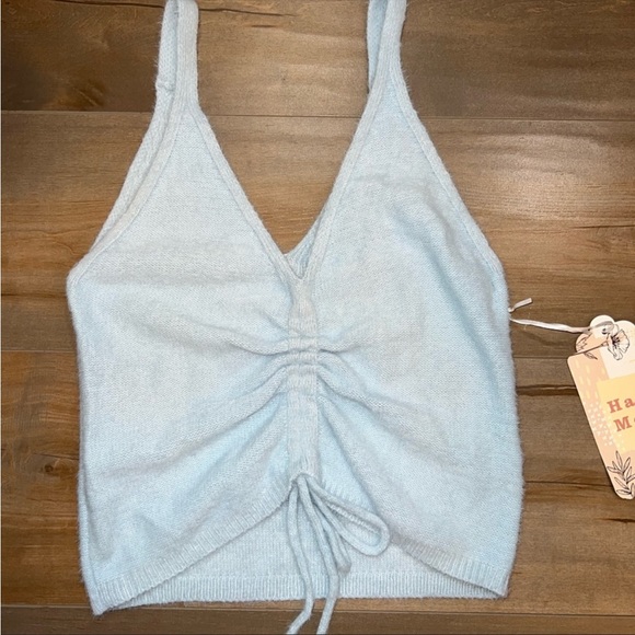 Hazel Moon | Sweaters | Hazel Moon Crop Draw String Sweater Light Blue ...